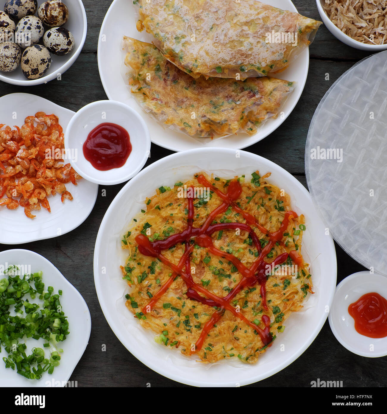Vietnamese street food, baked girdle cake, famous snack food make from ...
