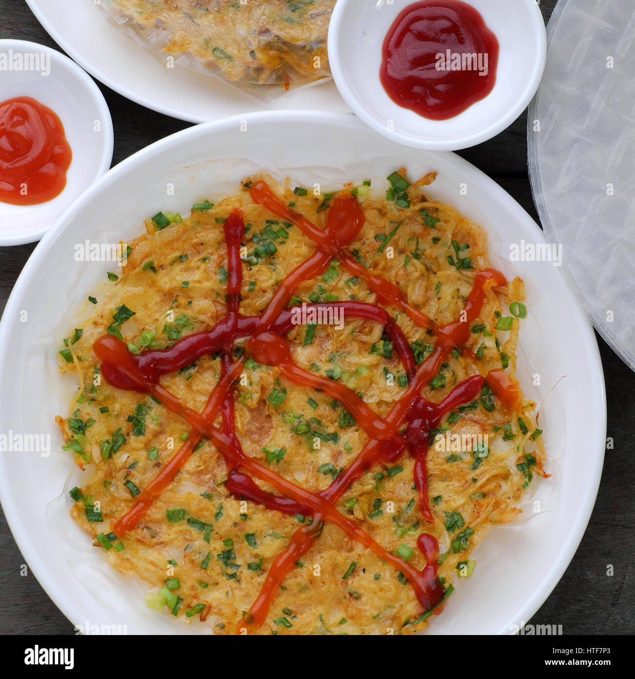 Vietnamese street food, baked girdle cake, famous snack food make from ...