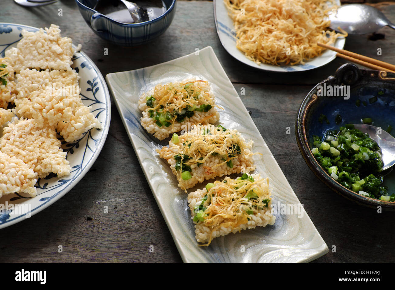 Vietnamese street food, fried dried rice with pork floss, name is com ...