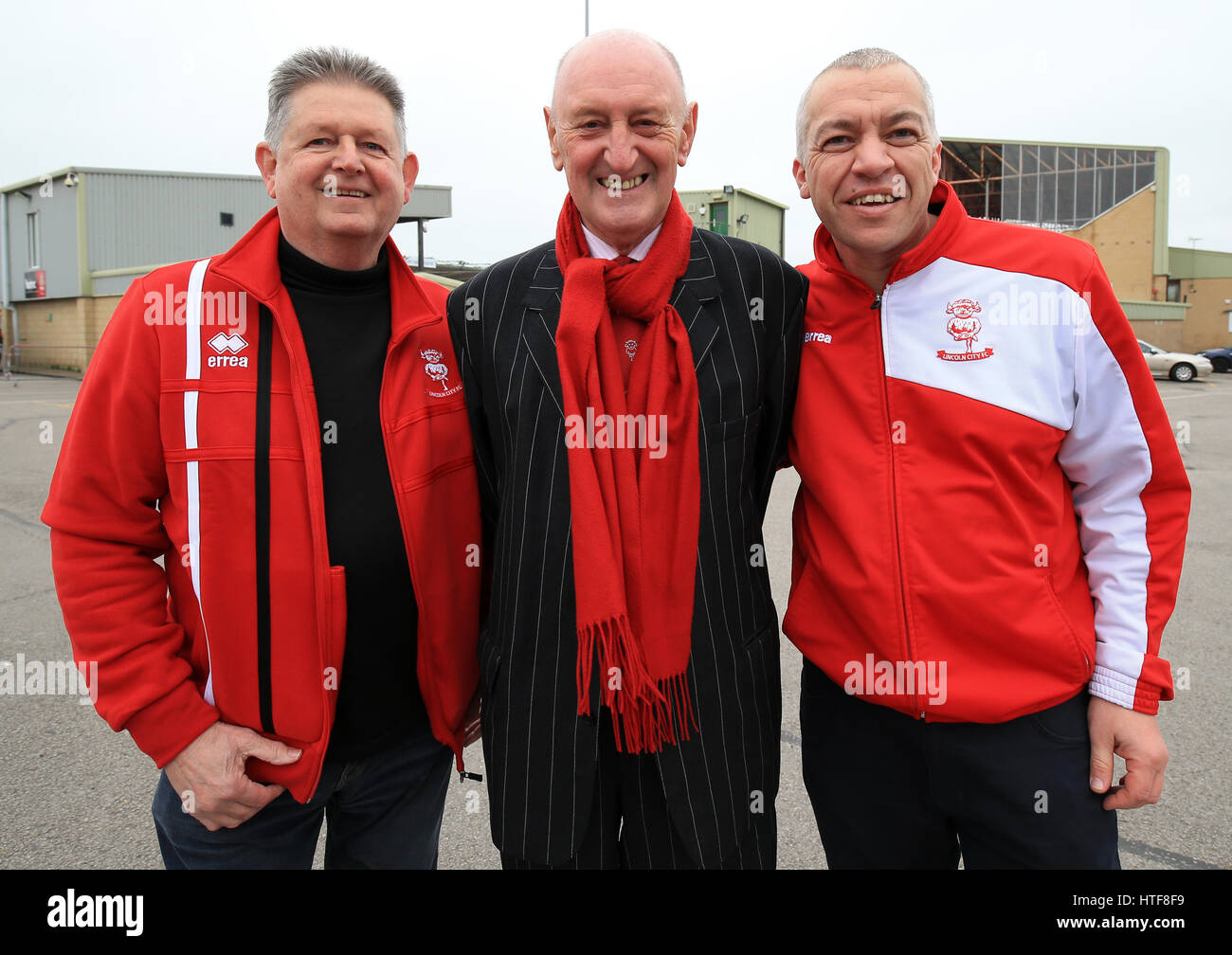 Lincoln City fans including ex manager Colin Murphy (centre) depart ...