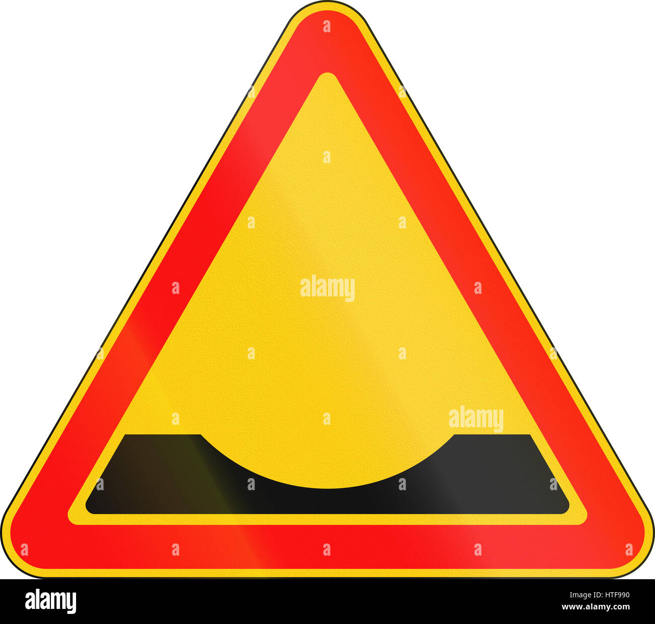Warning road sign used in Belarus - Road ditch ahead Stock Photo - Alamy