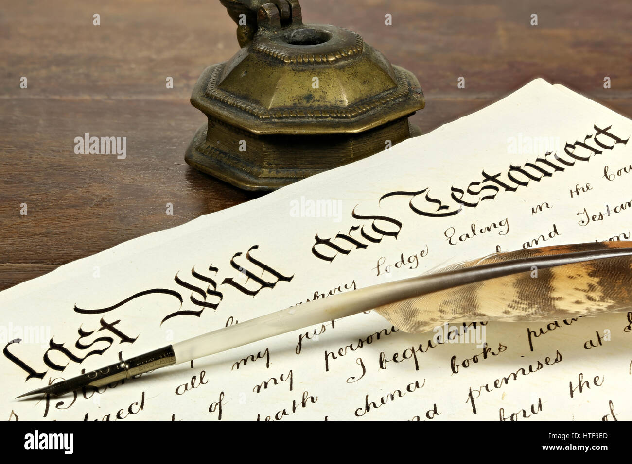 old handwritten testament on desktop Stock Photo - Alamy