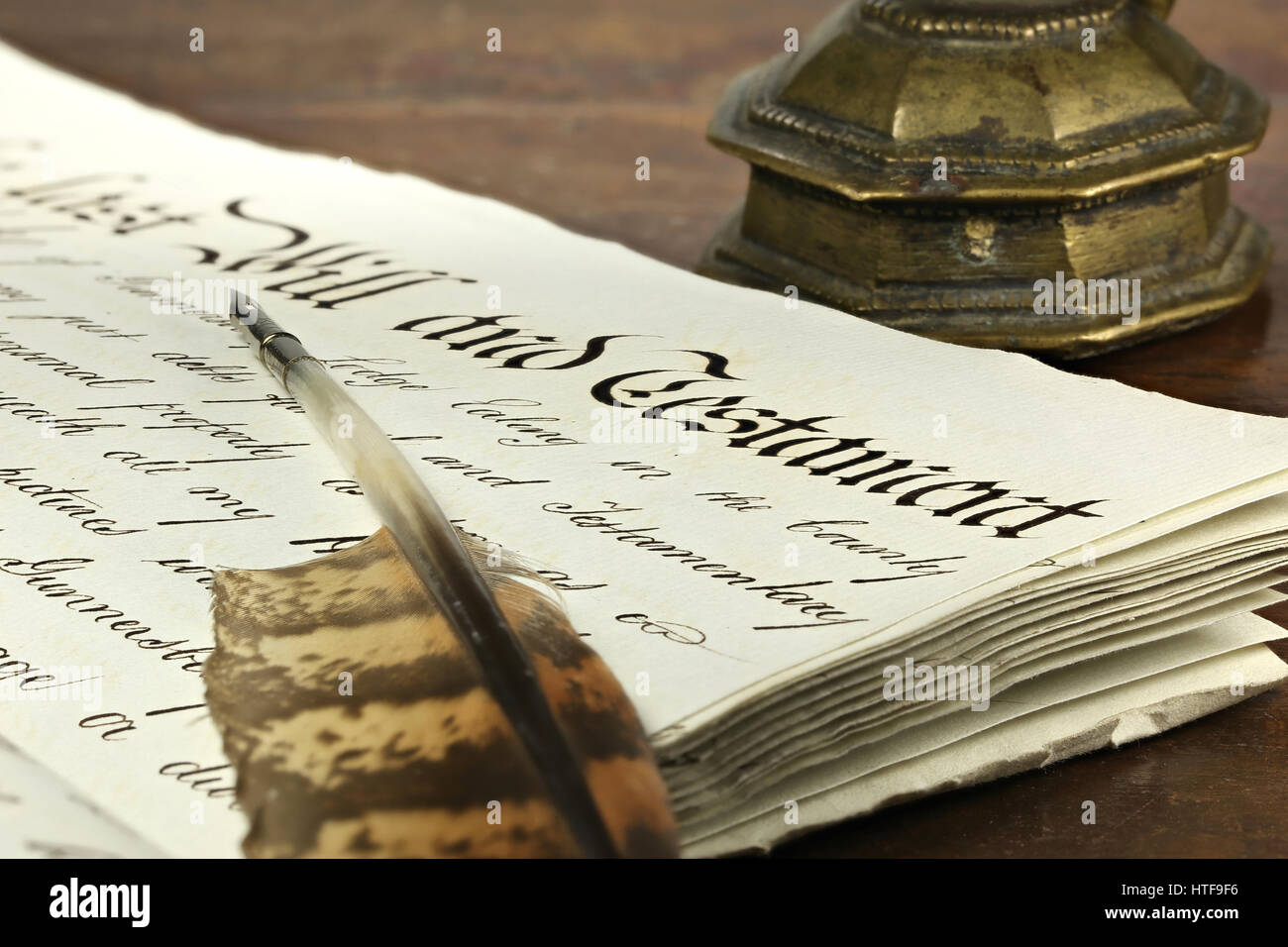 old handwritten testament on desktop Stock Photo - Alamy