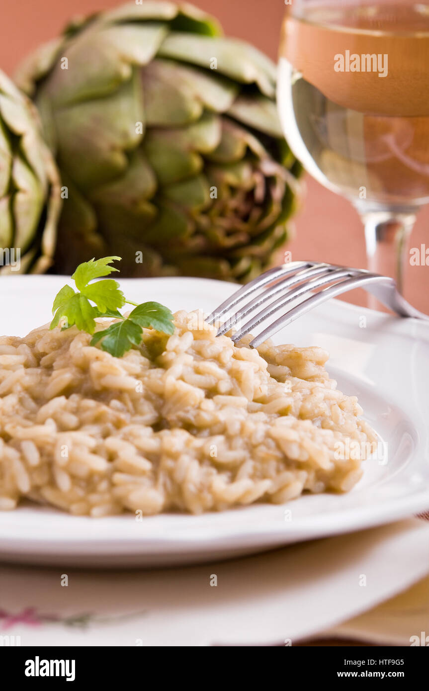 Risotto with artichokes Stock Photo - Alamy