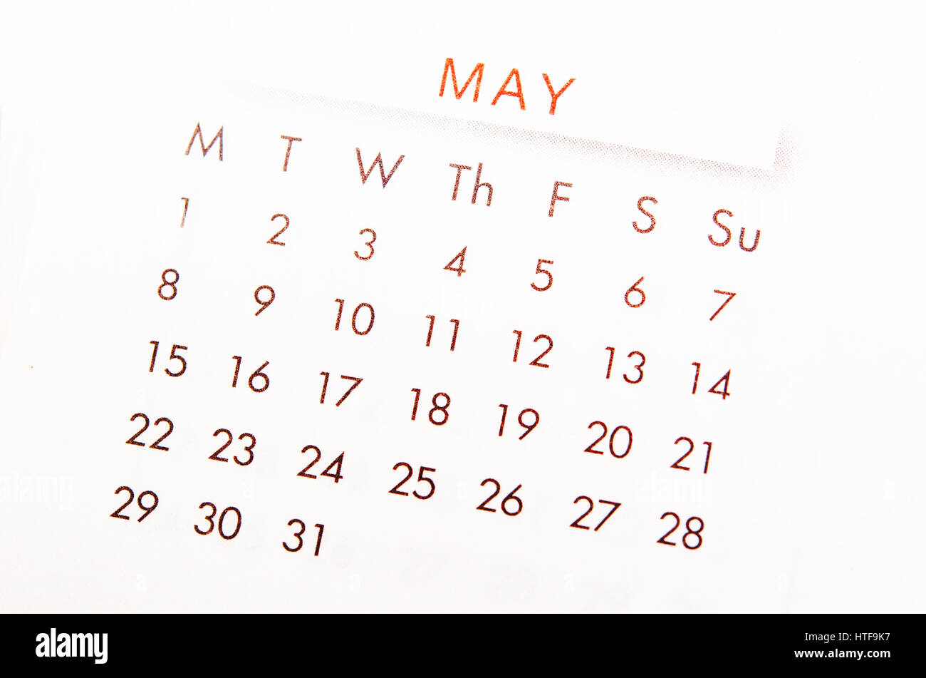 Close up MAY calendar page Stock Photo - Alamy