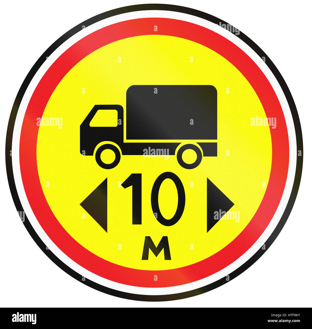 Road sign used in Belarus - No vehicles or combination of vehicles ...