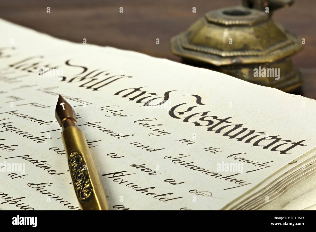 old handwritten testament on desktop Stock Photo - Alamy