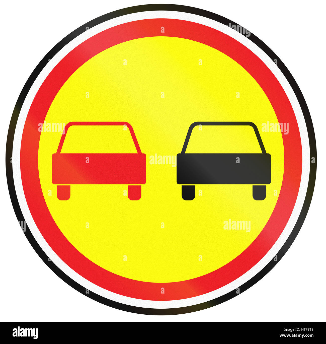 Belarusian regulatory road sign - No overtaking Stock Photo - Alamy