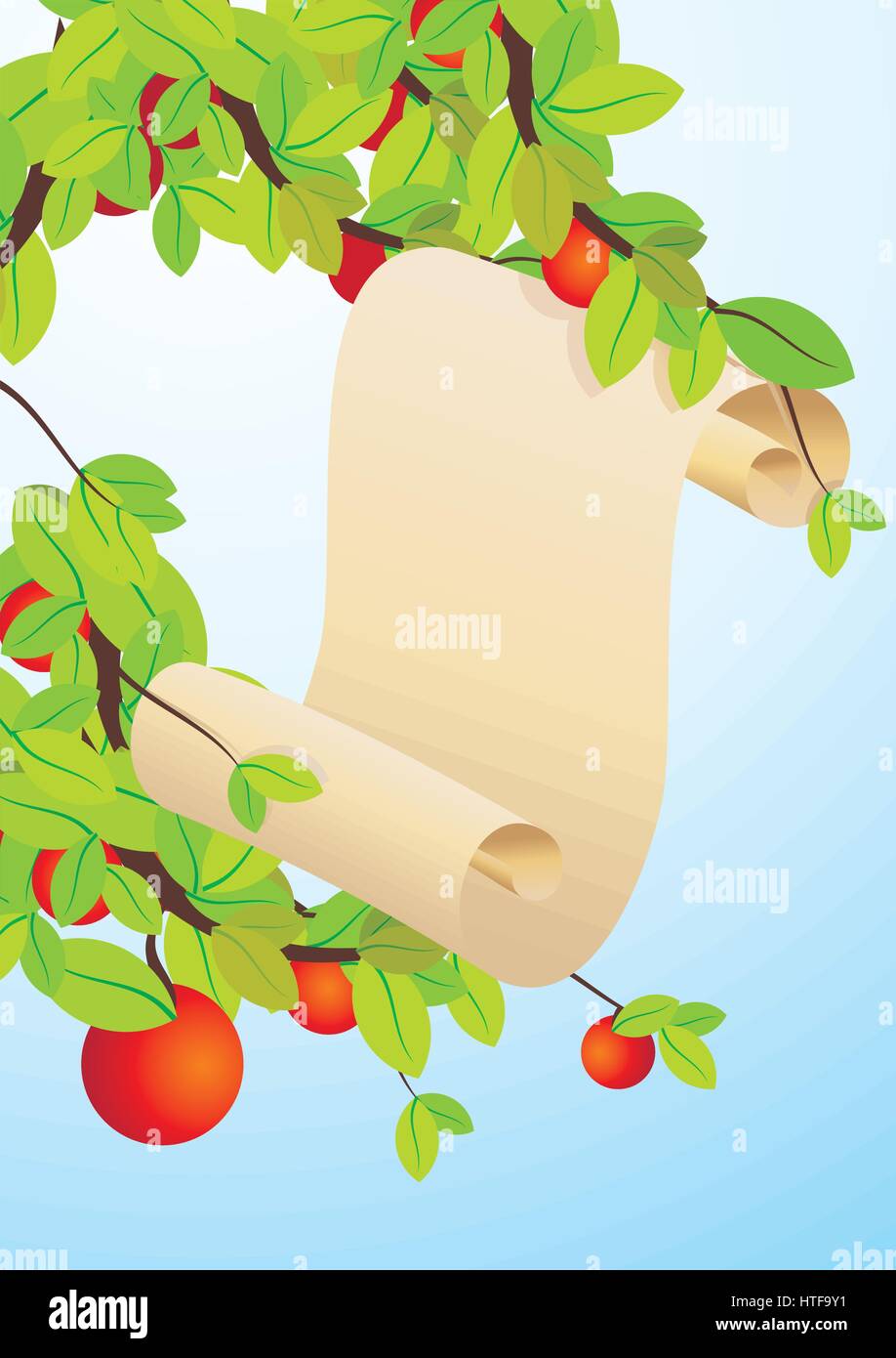 Scroll On Apple Tree Stock Vector Image And Art Alamy