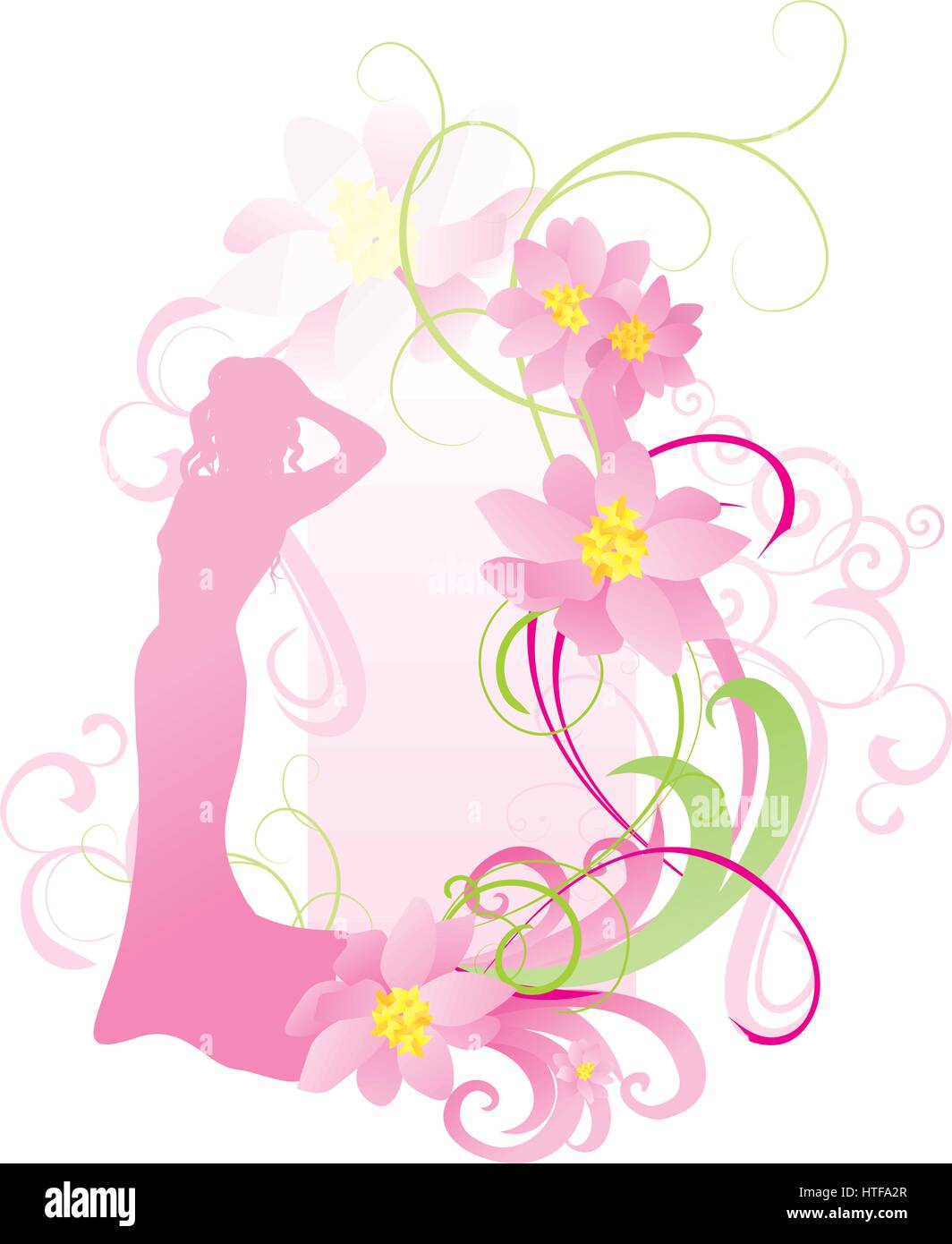 woman and pink flowers vector Stock Vector Image & Art - Alamy