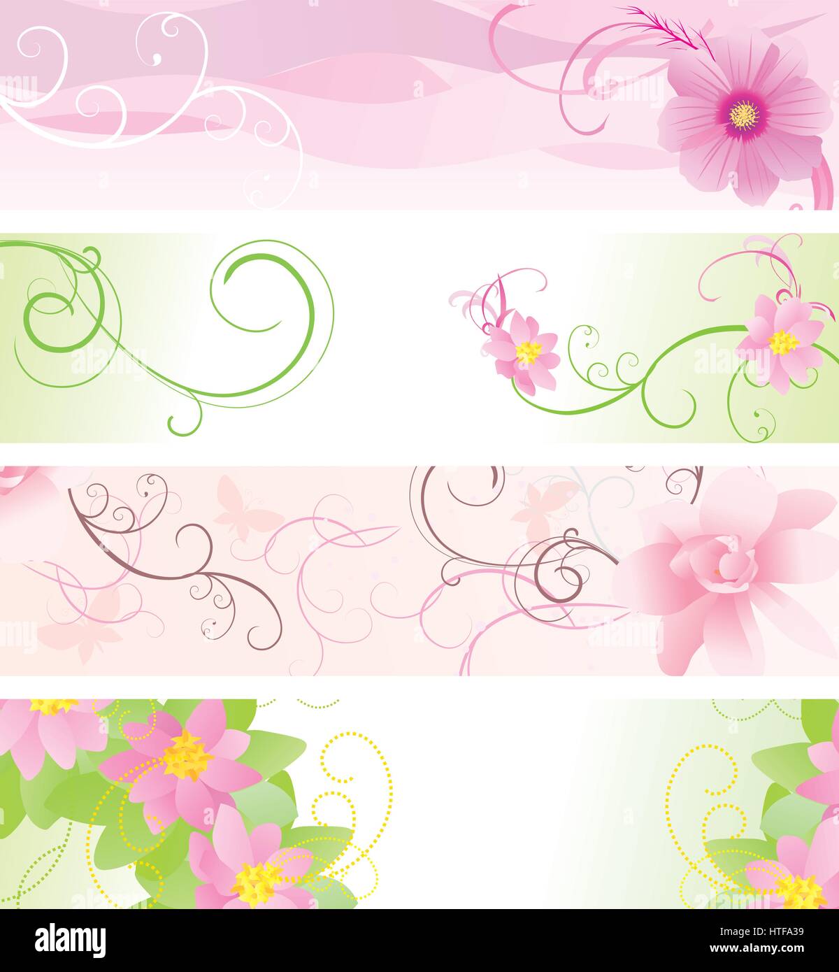 pink and green floral banners vector Stock Vector Image & Art - Alamy
