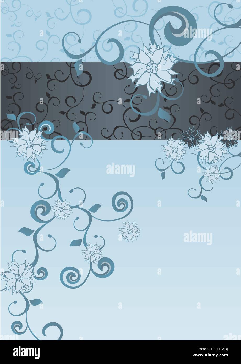 Blue flowers horizontal frame Stock Vector Images - Alamy