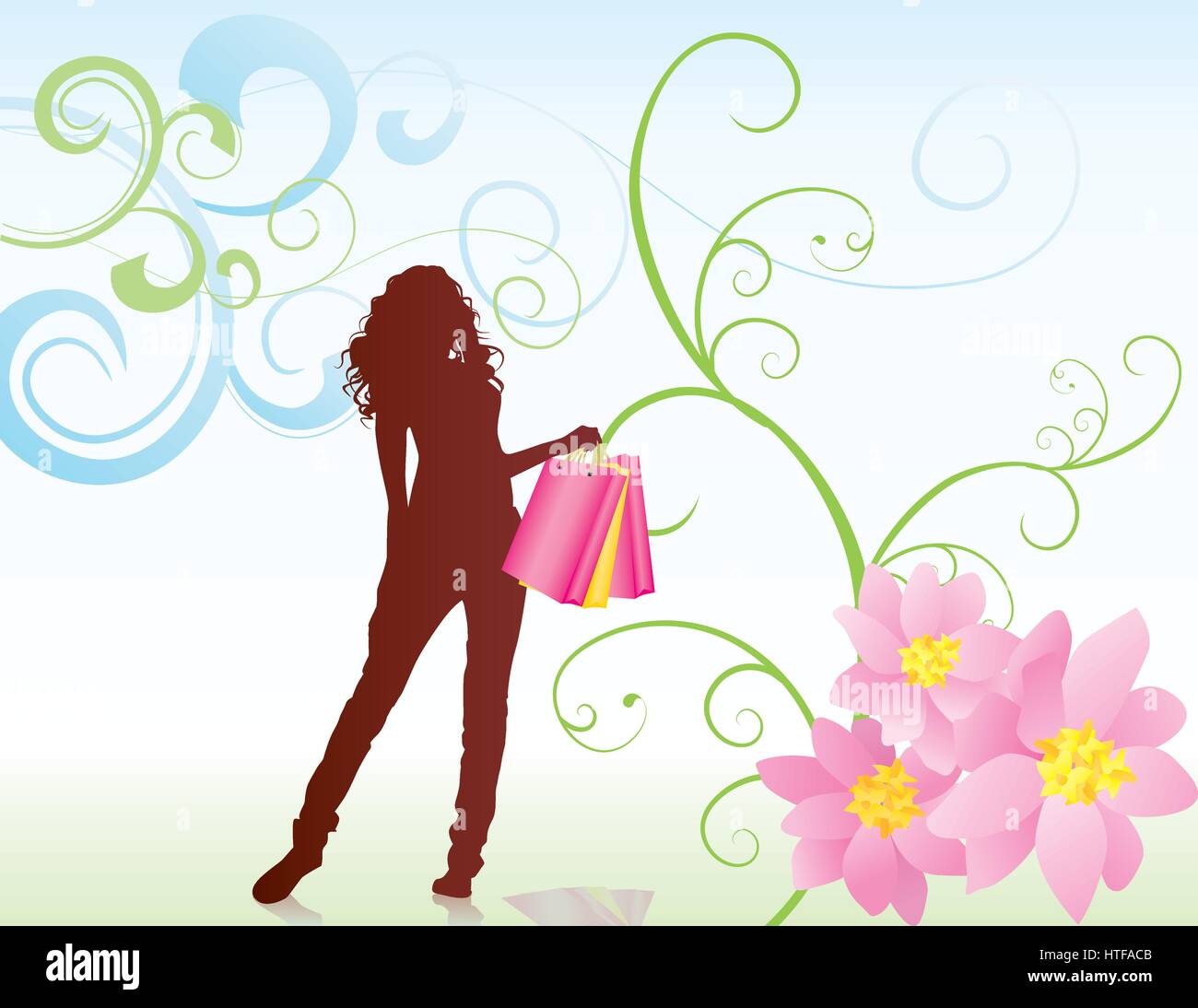 Woman spring flowers beauty Stock Vector Images - Alamy