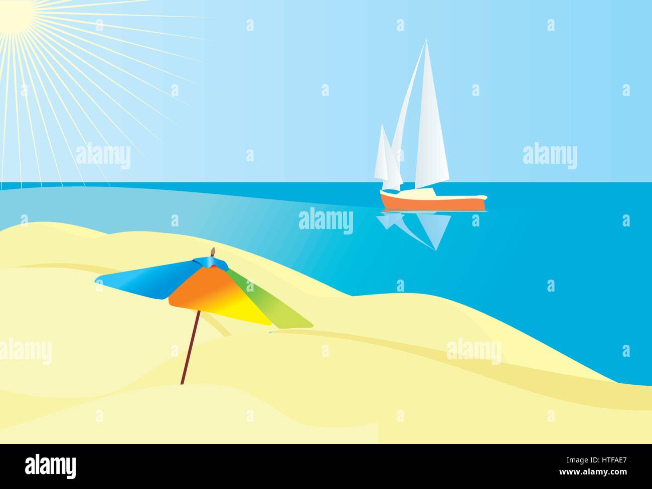 Sandy beach boat in Stock Vector Images - Alamy