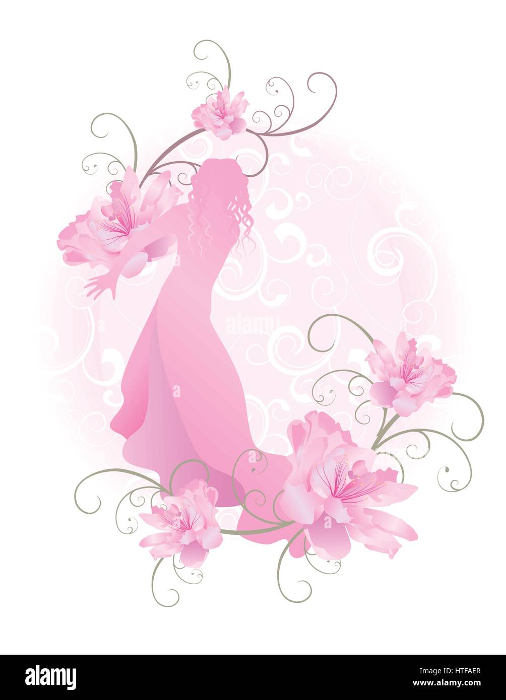 pink vector girl with flowers Stock Vector Image & Art - Alamy