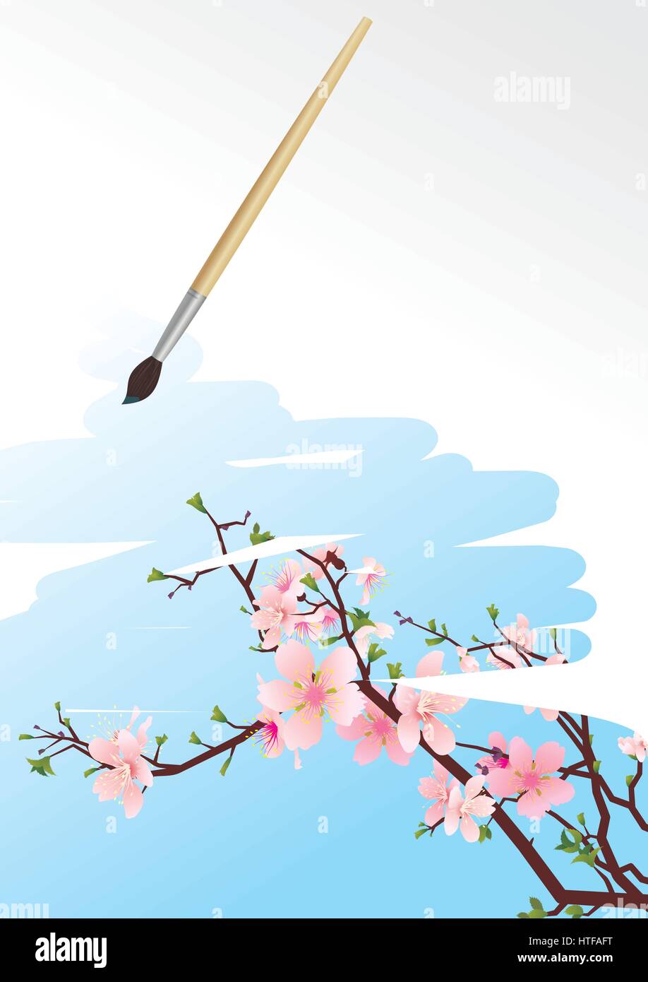 brush painting sakura blossom vector Stock Vector Image & Art - Alamy