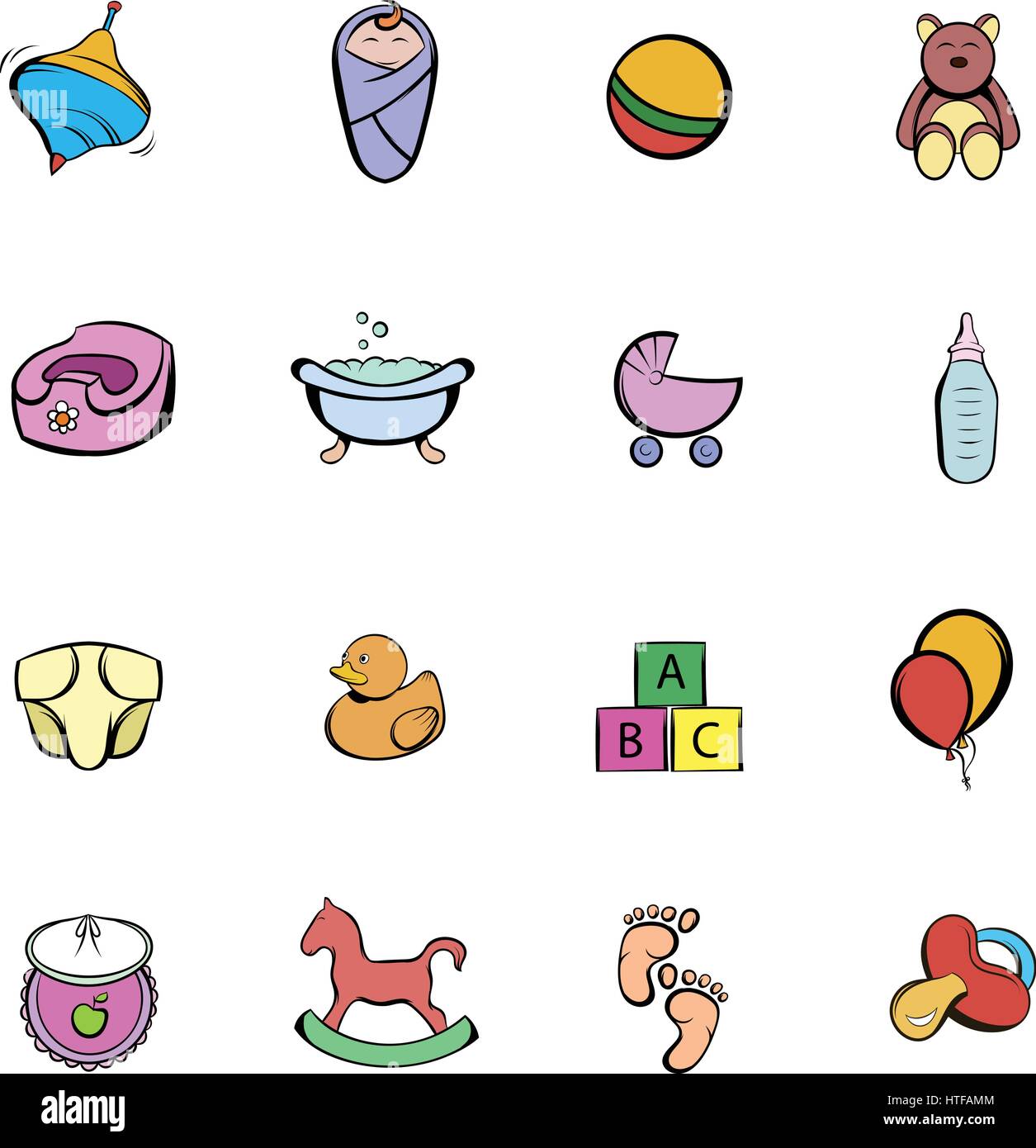 Baby comics icon set isolated on white background Stock Vector Image ...