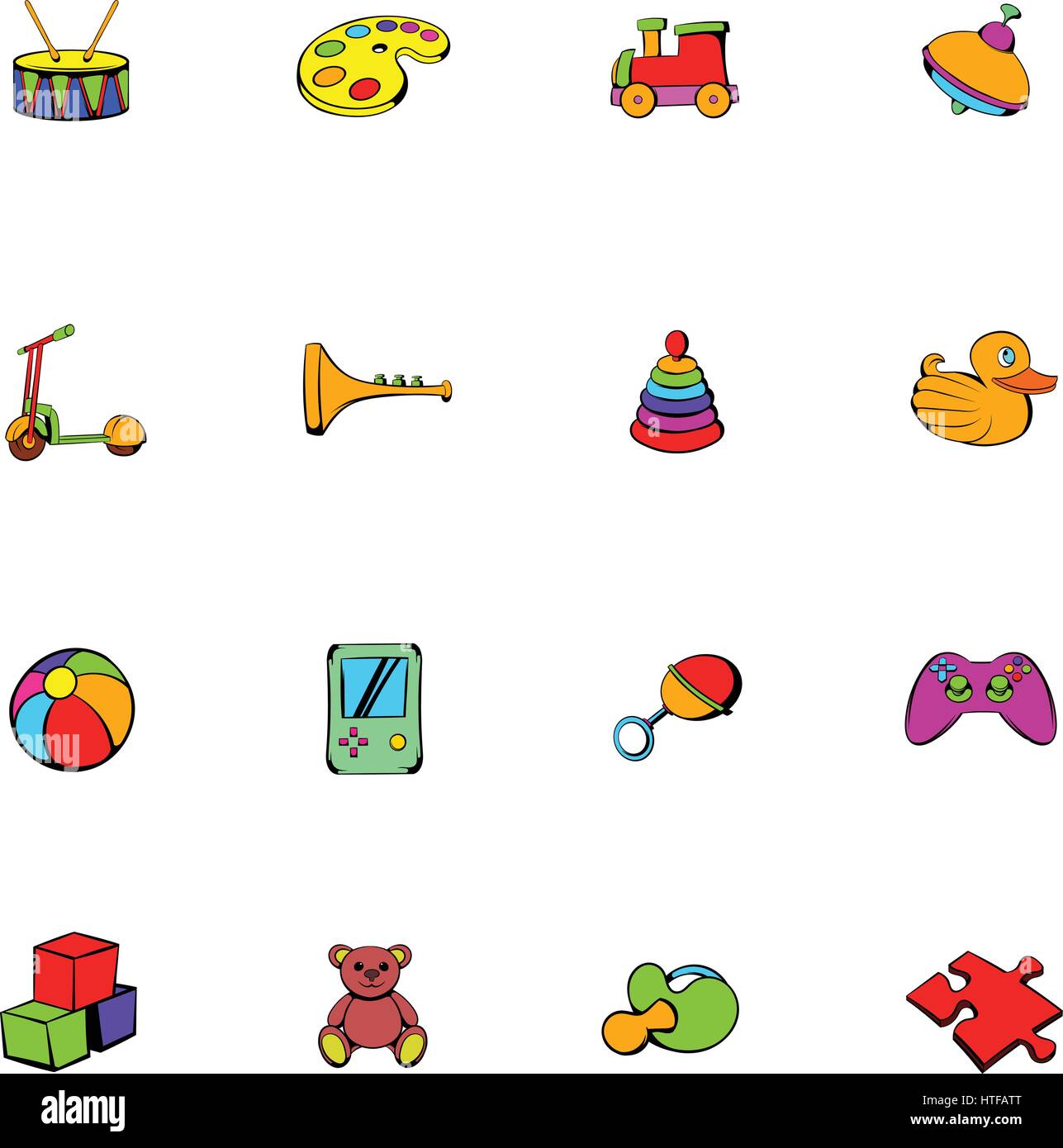 Toys icons set in cartoon style isolated on white background vector ...