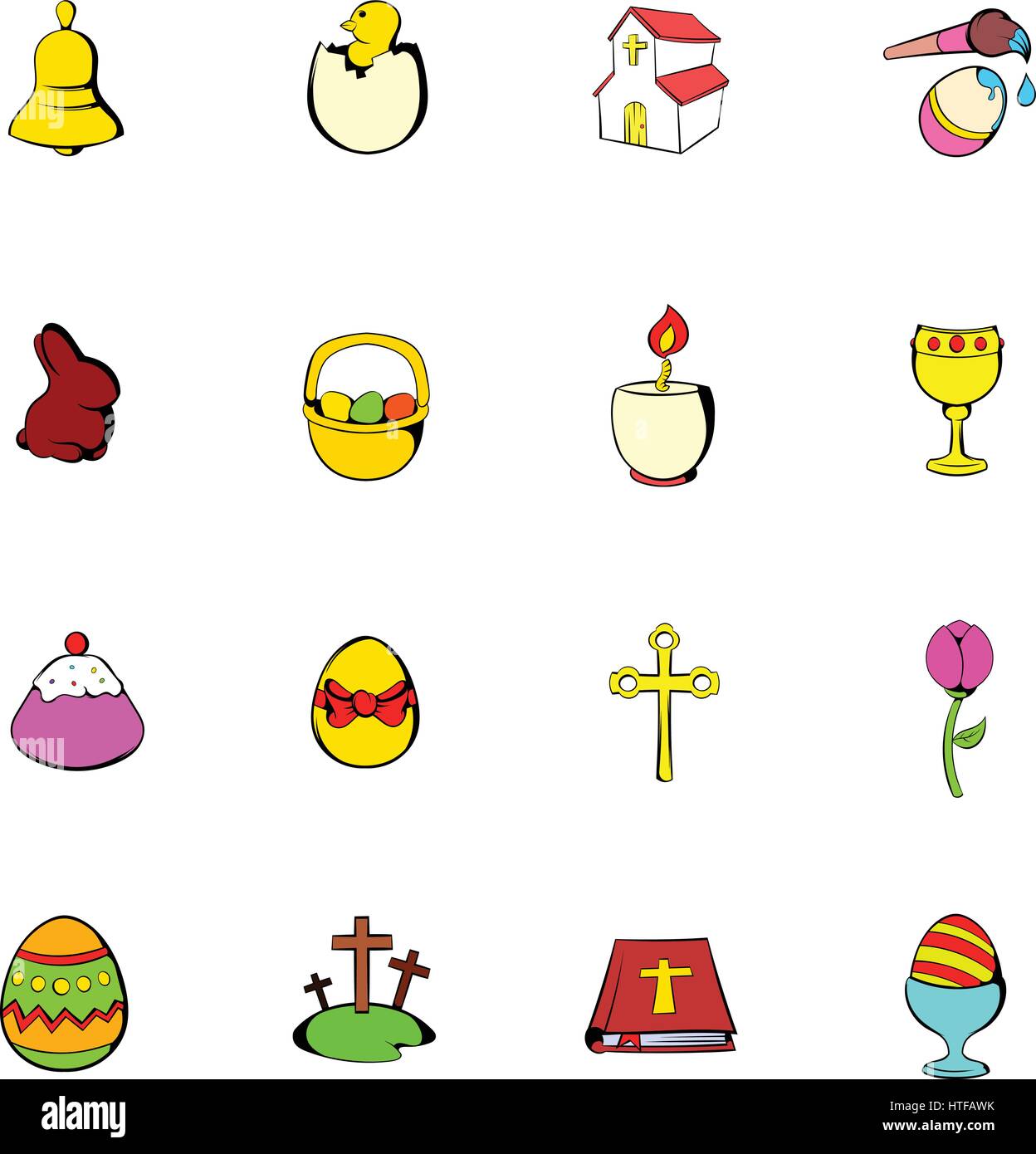 Easter set icons set in cartoon style isolated on white background ...