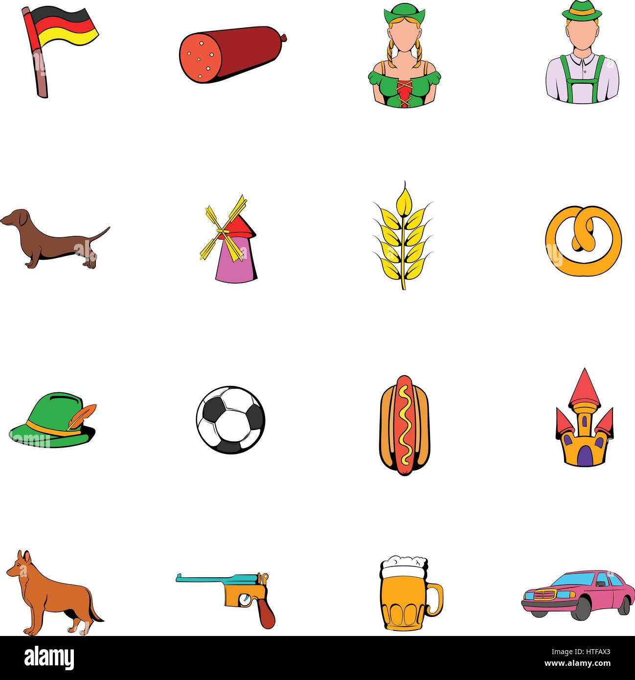 Germany set icons set in cartoon style isolated on white background ...