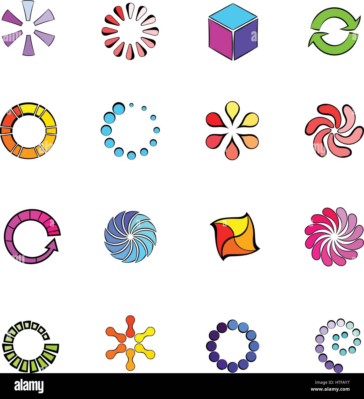 Loading icons set in cartoon style isolated on white background vector ...