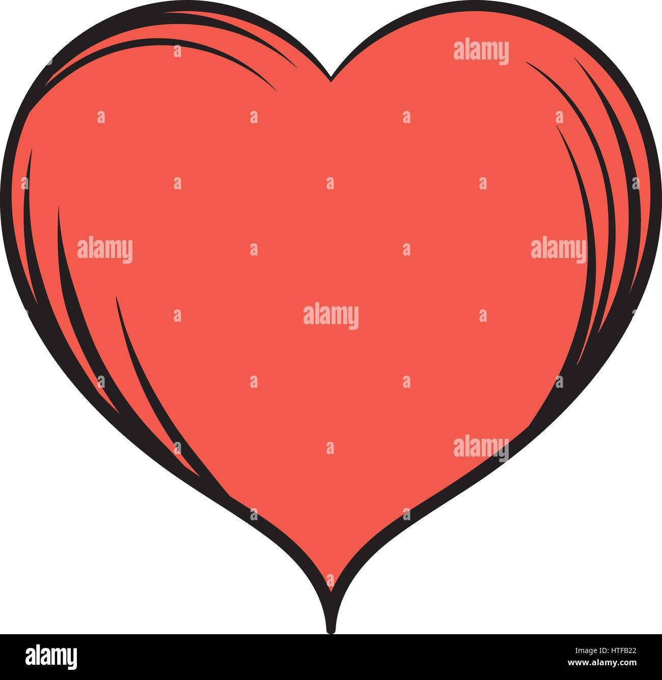 Red heart icon in cartoon style isolated vector illustration Stock ...
