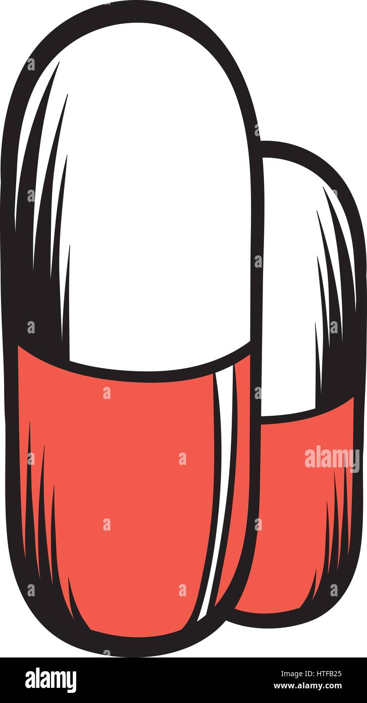 Medical capsule icon in cartoon style isolated vector illustration ...