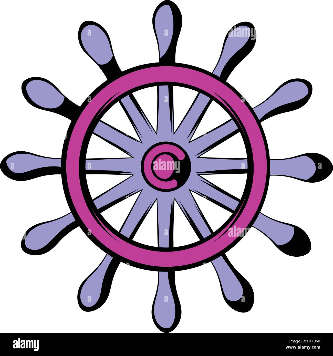 Wooden ship wheel icon in icon in cartoon style isolated vector ...