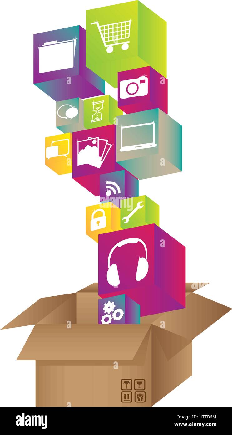 box with color symbols icon Stock Vector Image & Art - Alamy