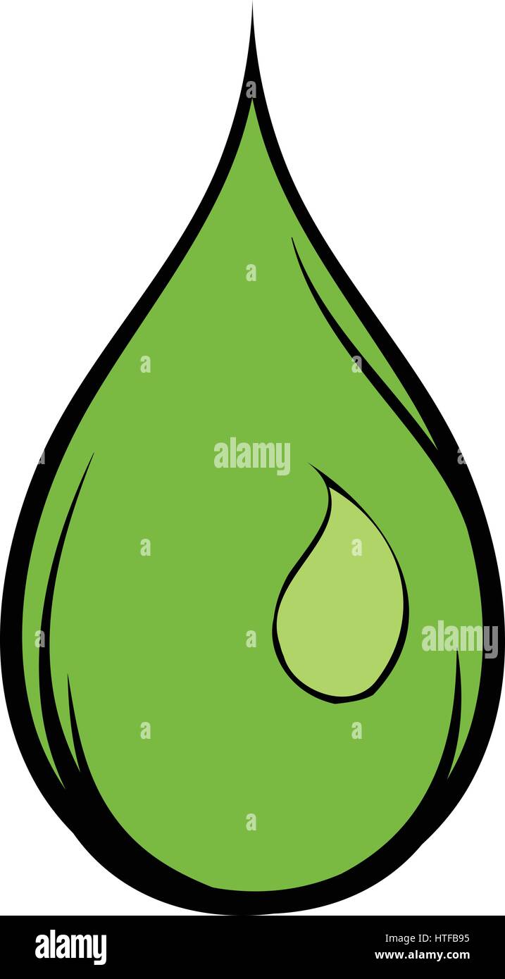 Green water drop icon in cartoon style isolated vector illustration ...