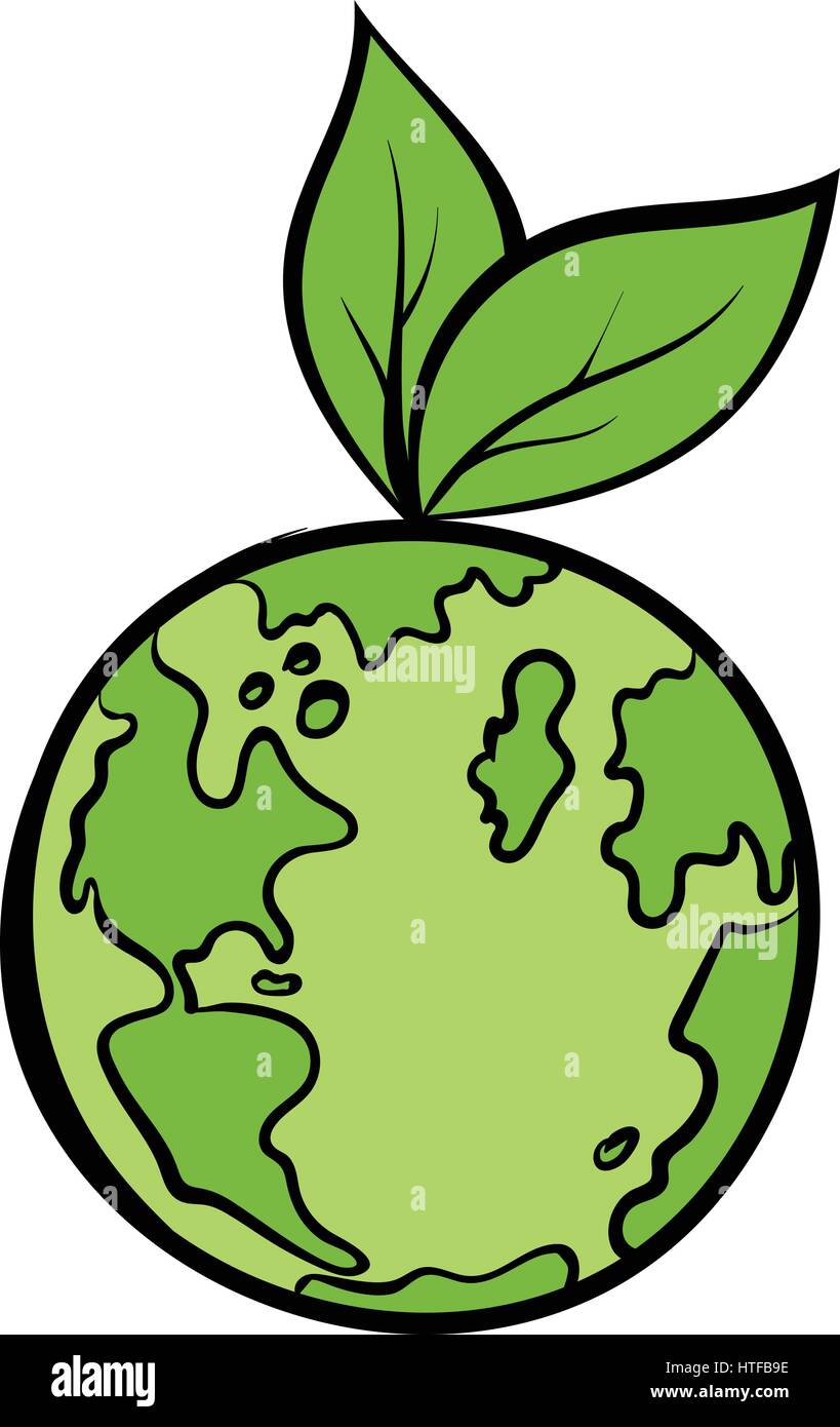 Natural world icon in cartoon style isolated vector illustration Stock ...