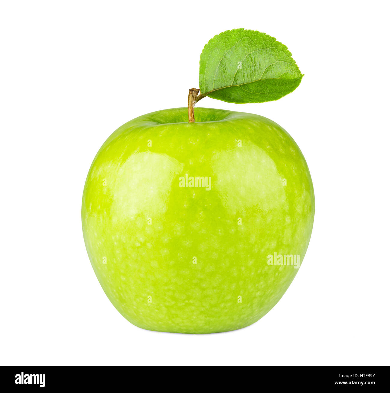 fresh green apple fruit with leaf isolated on white background Stock ...