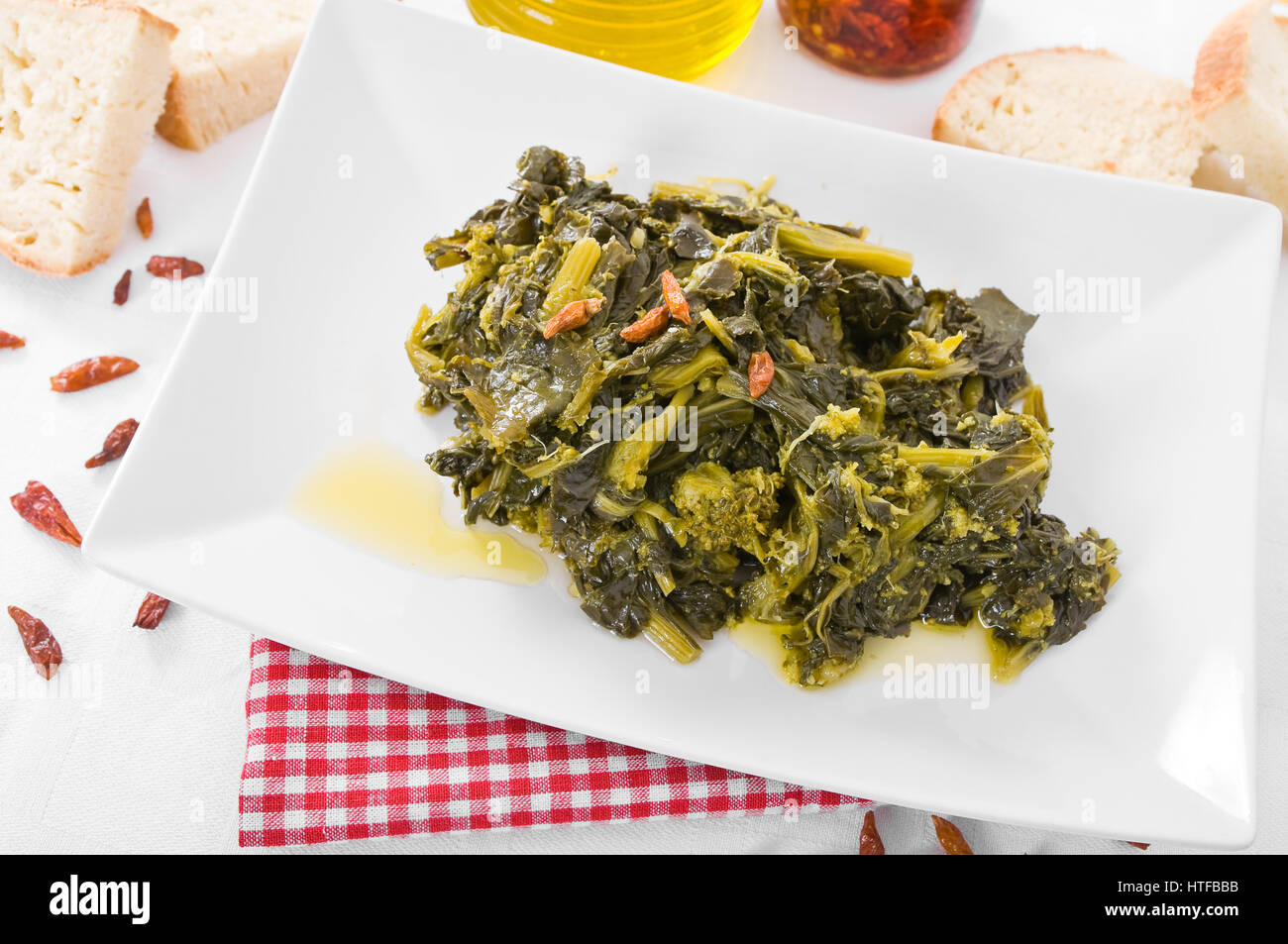 Stewed turnip greens Stock Photo - Alamy