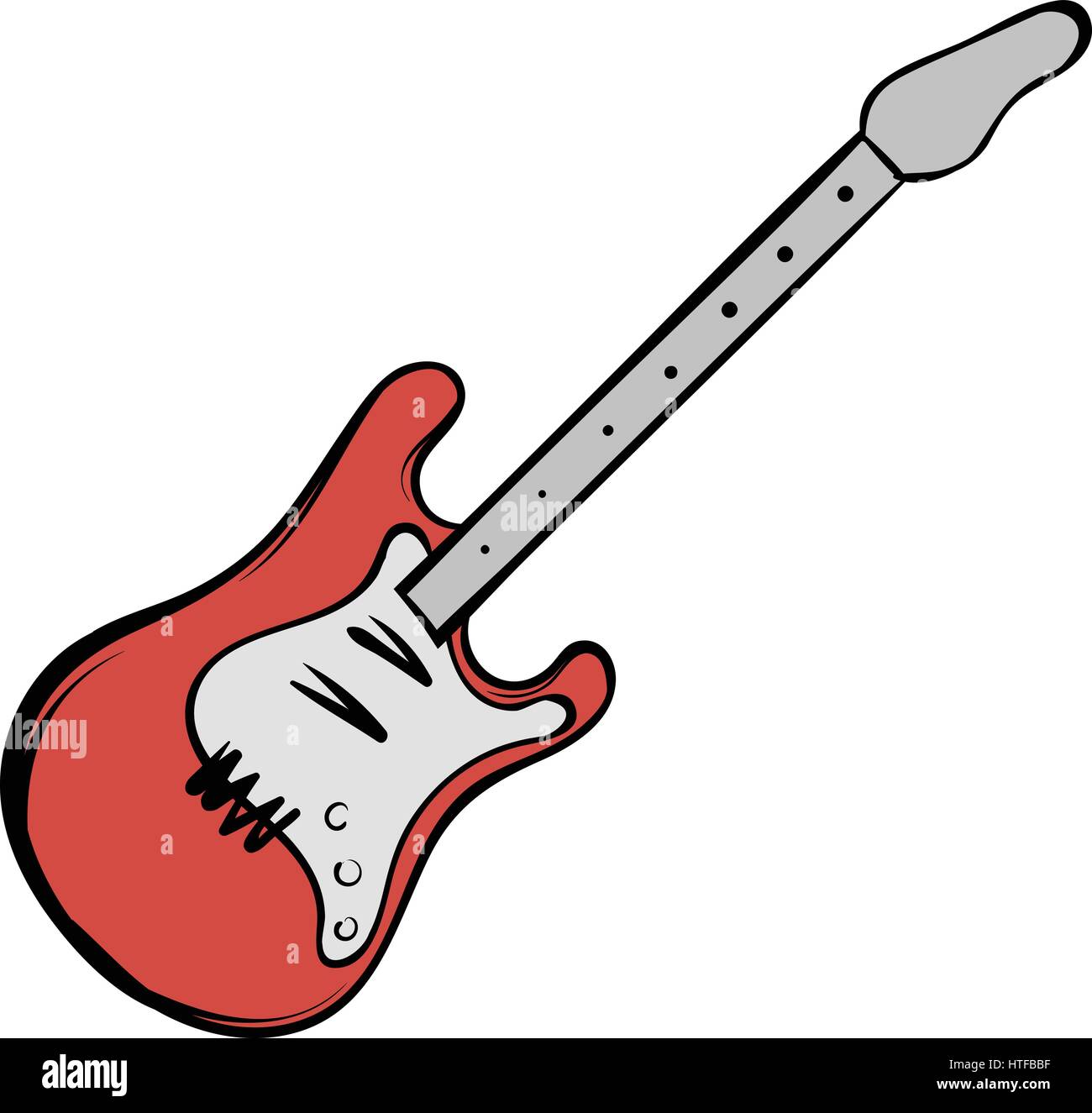 Red electric guitar icon in cartoon style isolated vector illustration ...