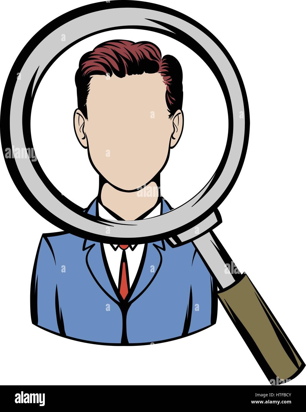 Magnifying glass focused on a person icon in cartoon style isolated ...