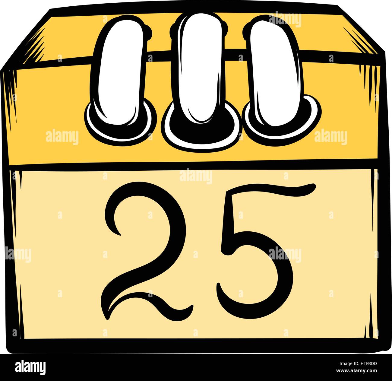 Calendar 25 number icon in cartoon style isolated vector illustration ...