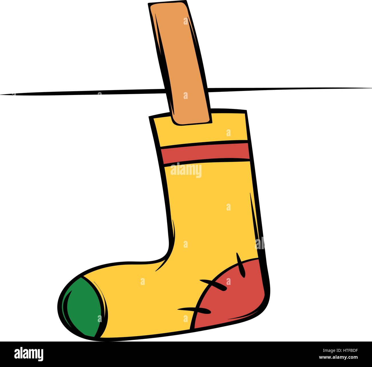 Yellow sock icon in cartoon style isolated vector illustration Stock ...