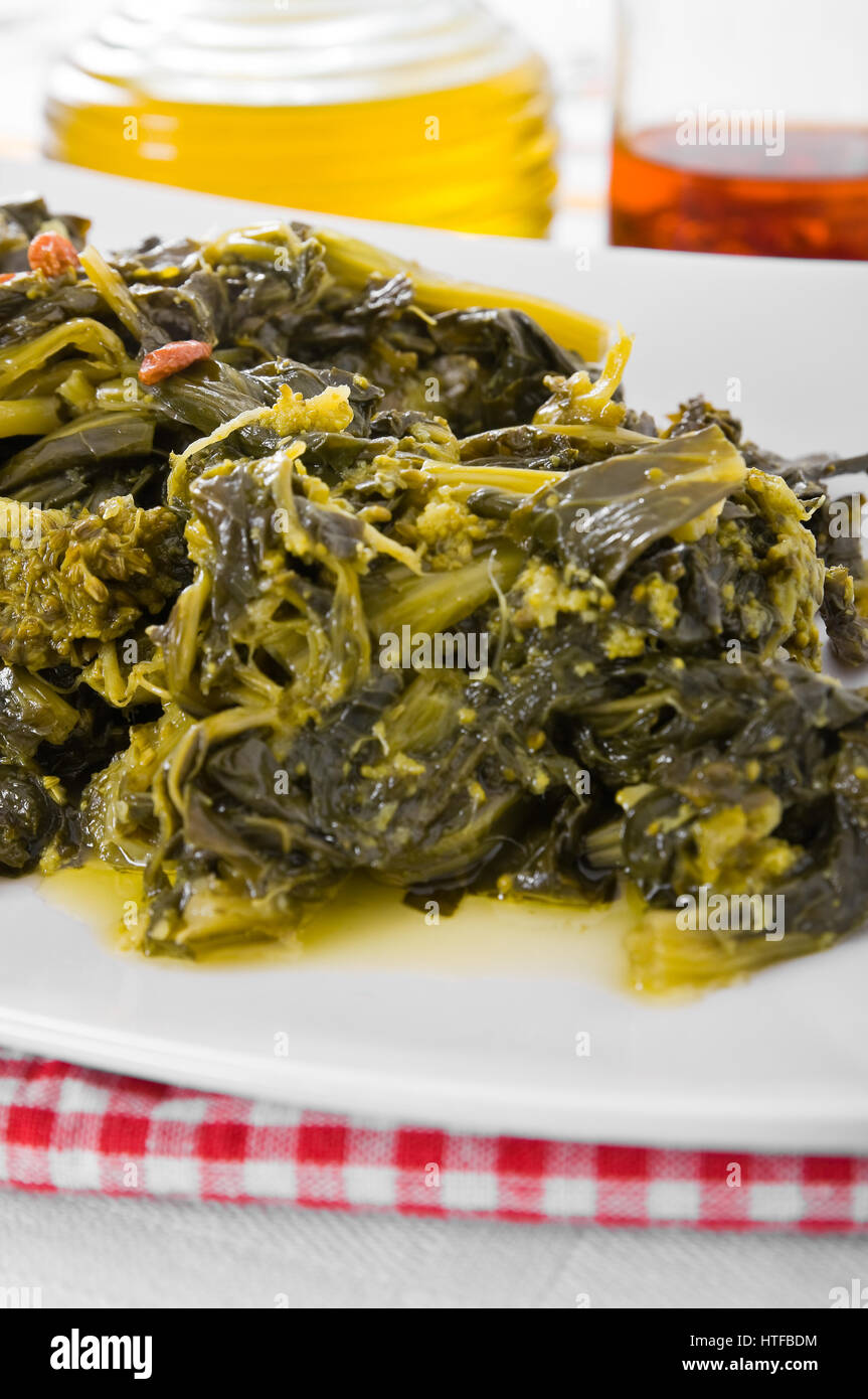 Stewed turnip greens Stock Photo - Alamy
