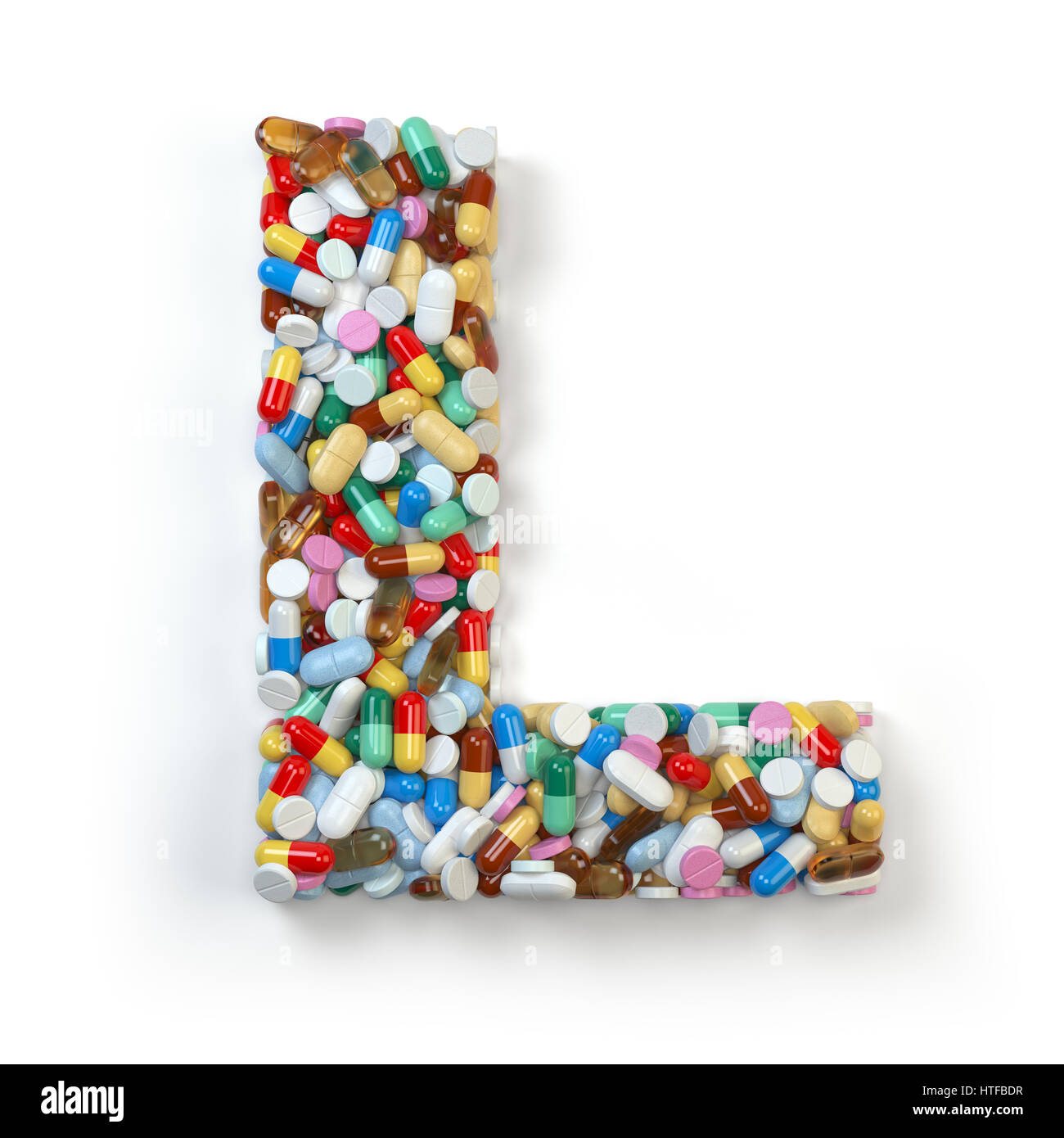 Letter L. Set of alphabet of medicine pills, capsules, tablets and ...