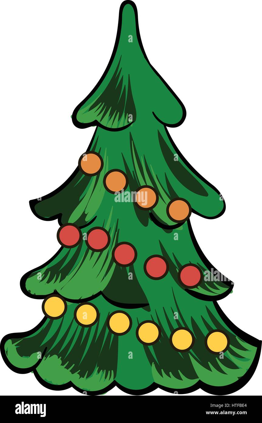 Christmas tree icon in cartoon style isolated vector illustration Stock ...
