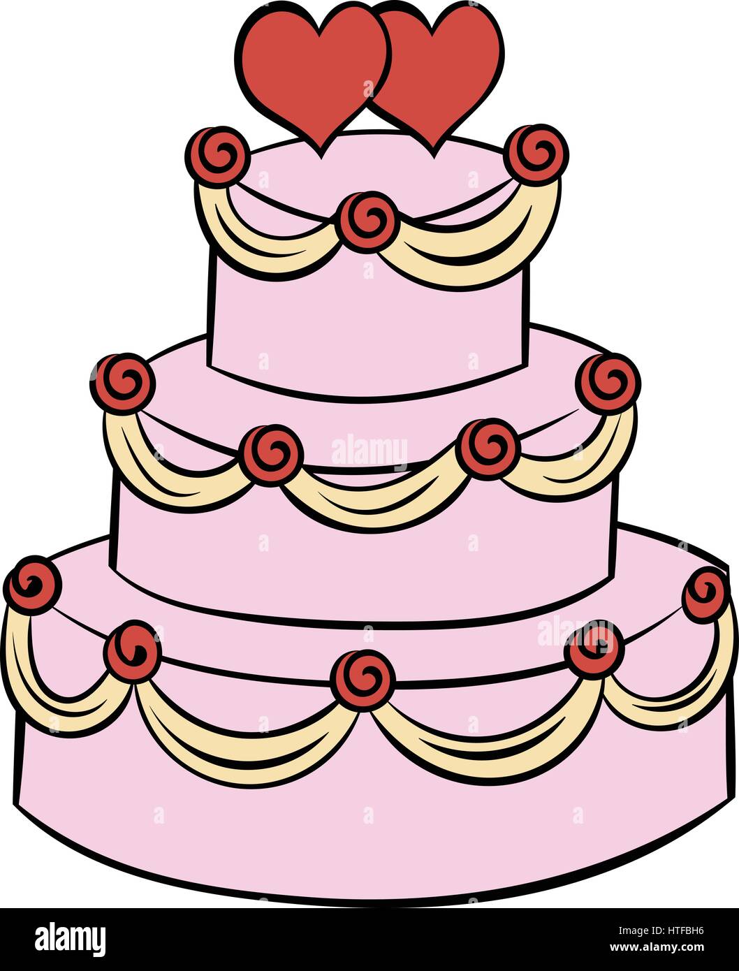 Wedding cake icon in cartoon style isolated vector illustration Stock ...