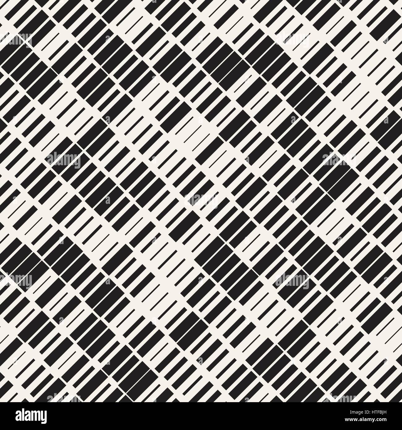 Vector Seamless Black And White Irregular Dash Rectangles Grid Pattern ...