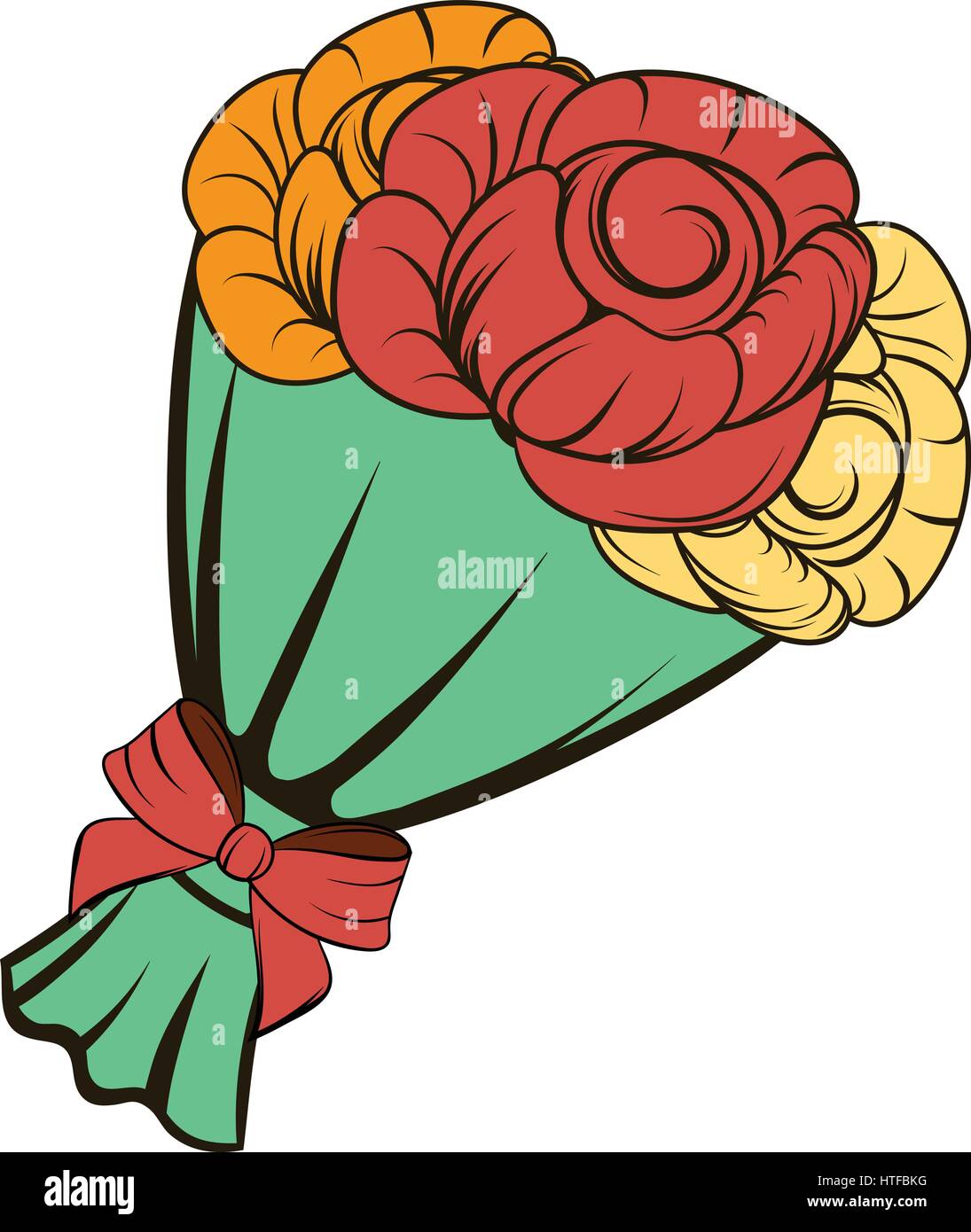 Bouquet of roses icon in cartoon style isolated vector illustration ...