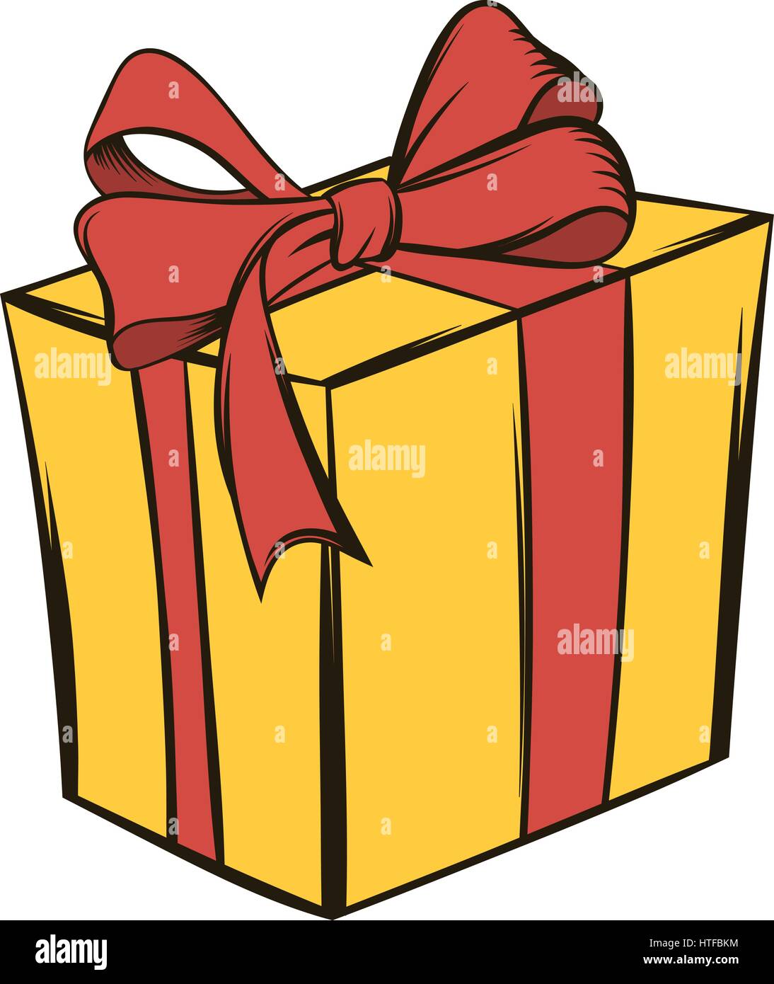 Yellow gift box with a red ribbon icon in cartoon style isolated vector ...