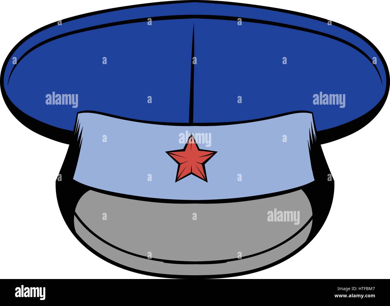 Blue military hat with star icon in cartoon style isolated vector ...