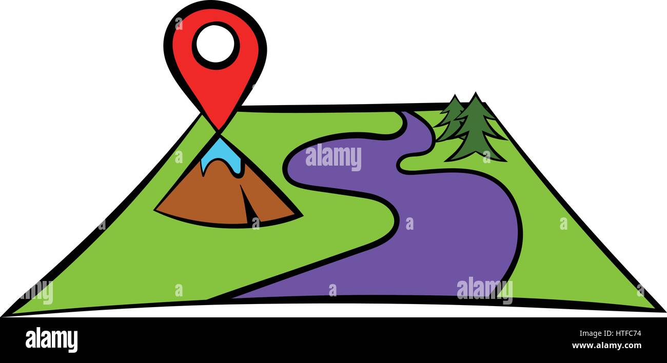 Map with pin pointers icon, icon cartoon Stock Vector Image & Art - Alamy