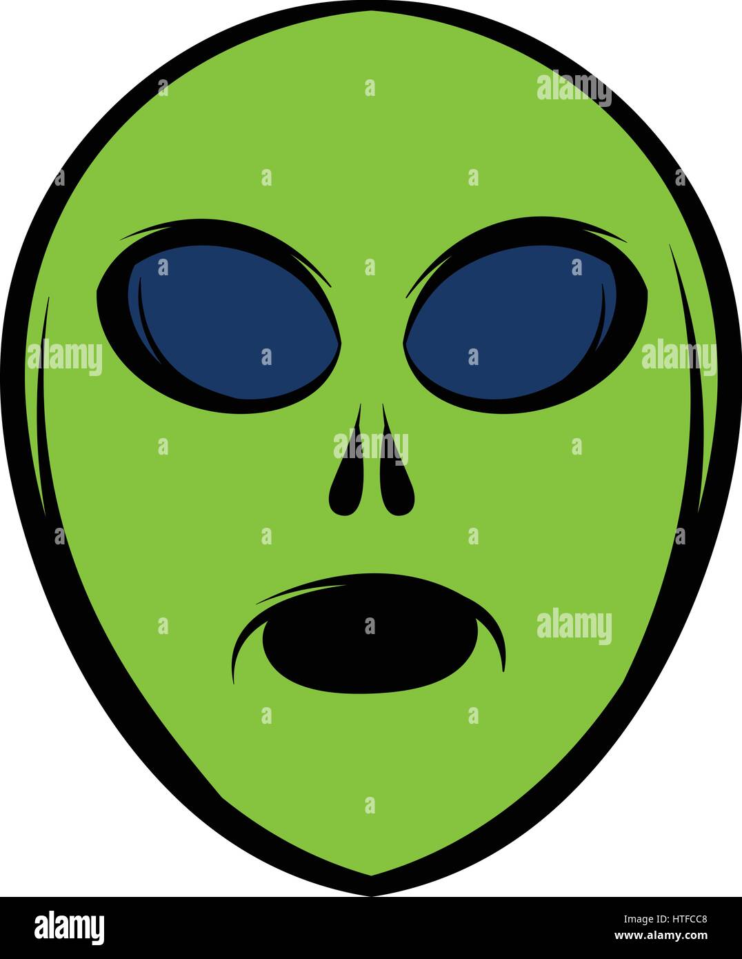 Green Cartoon Alien Face