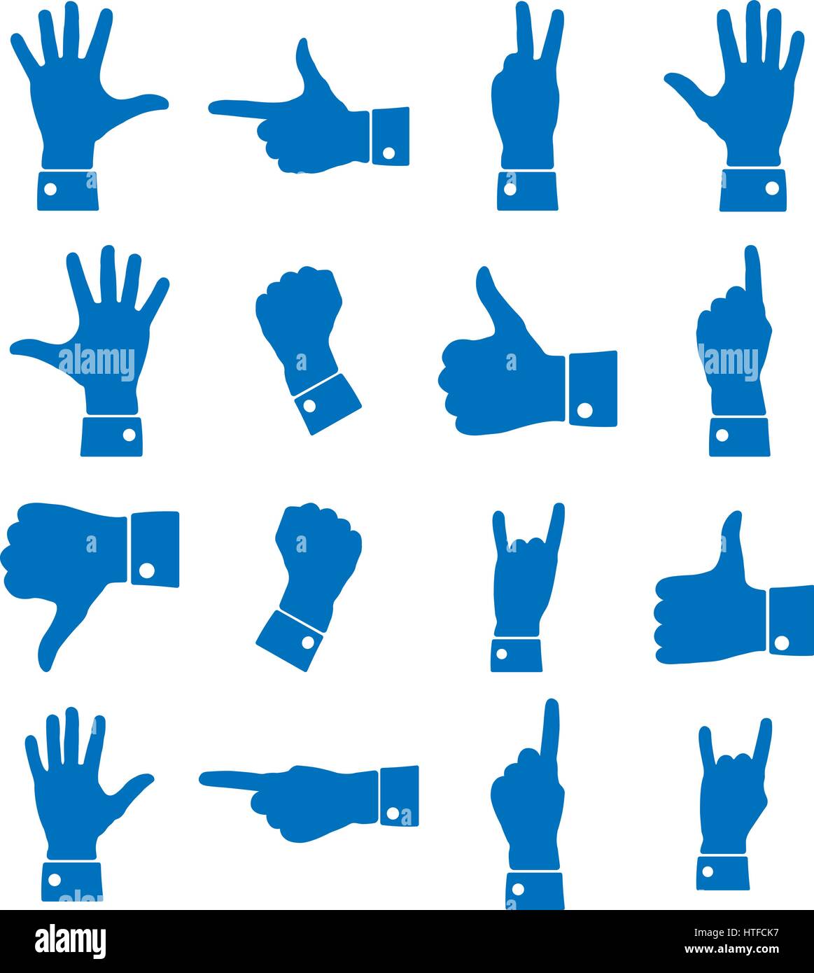 Set of colored icons gestures fingers of the hand, vector illustration ...