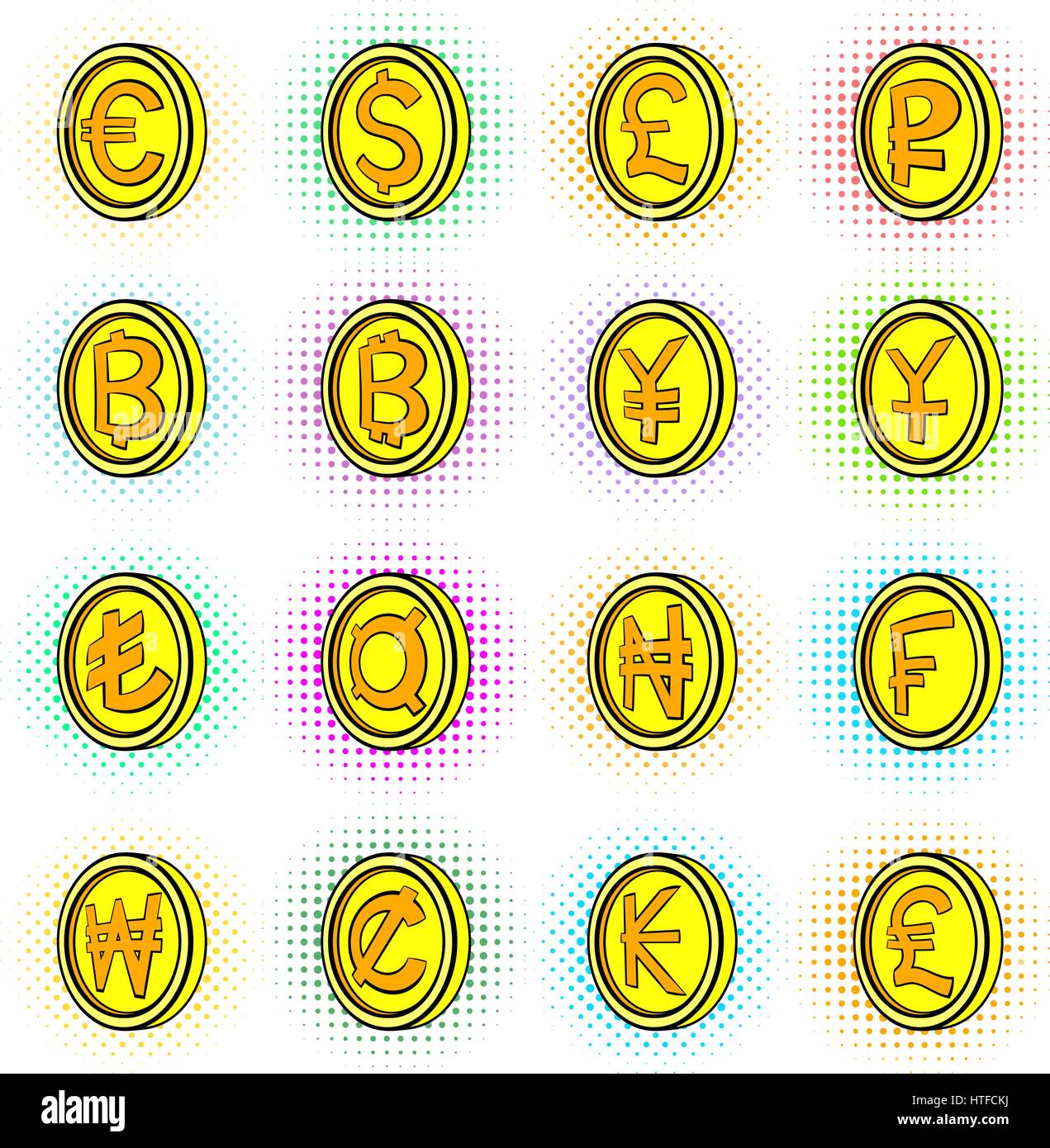 Currency icons set, pop-art style Stock Vector Image & Art - Alamy