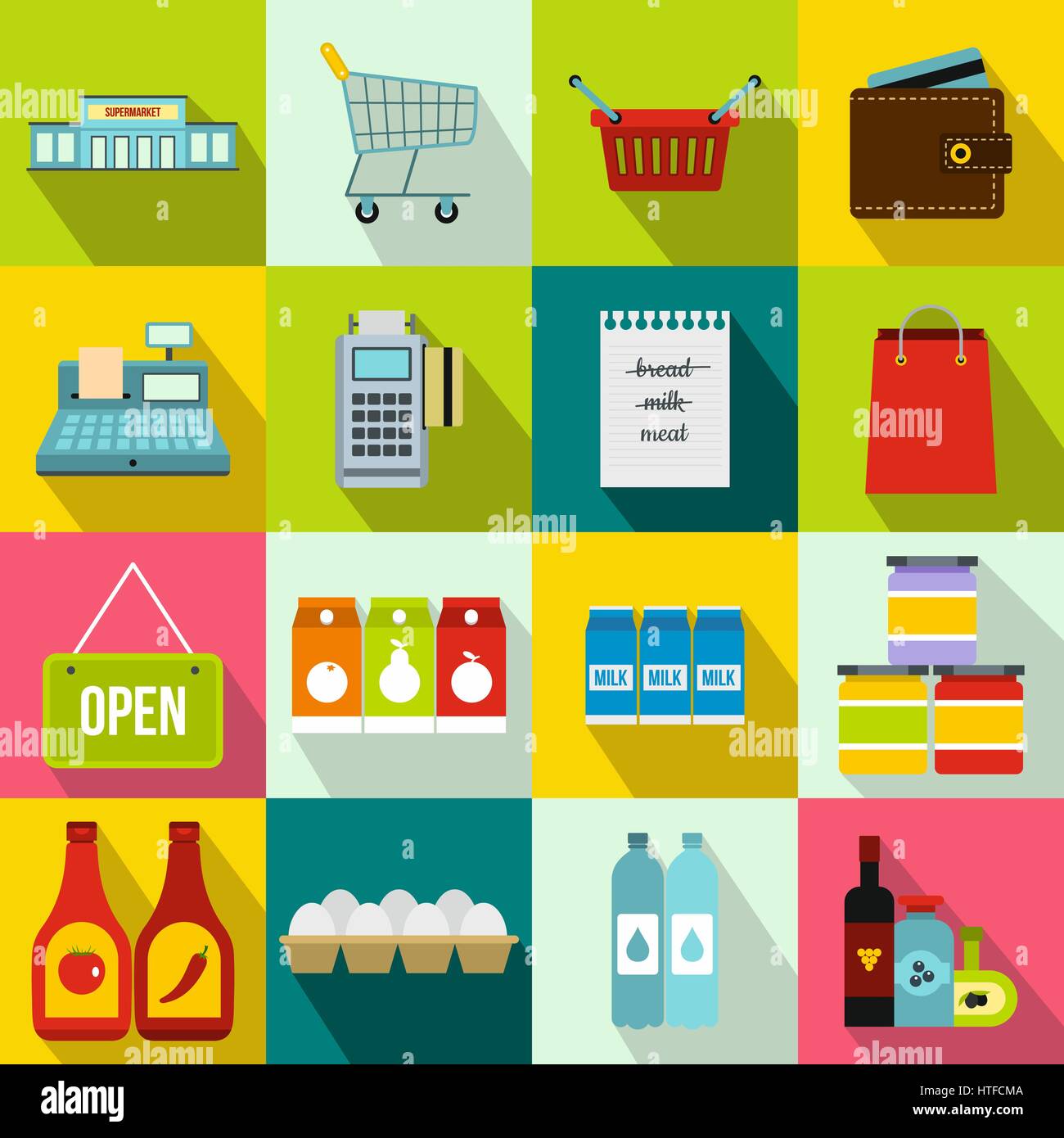 Supermarket icons set, flat style Stock Vector Image & Art - Alamy Supermarket icons set, flat style Stock Vector Image & Art - Alamy